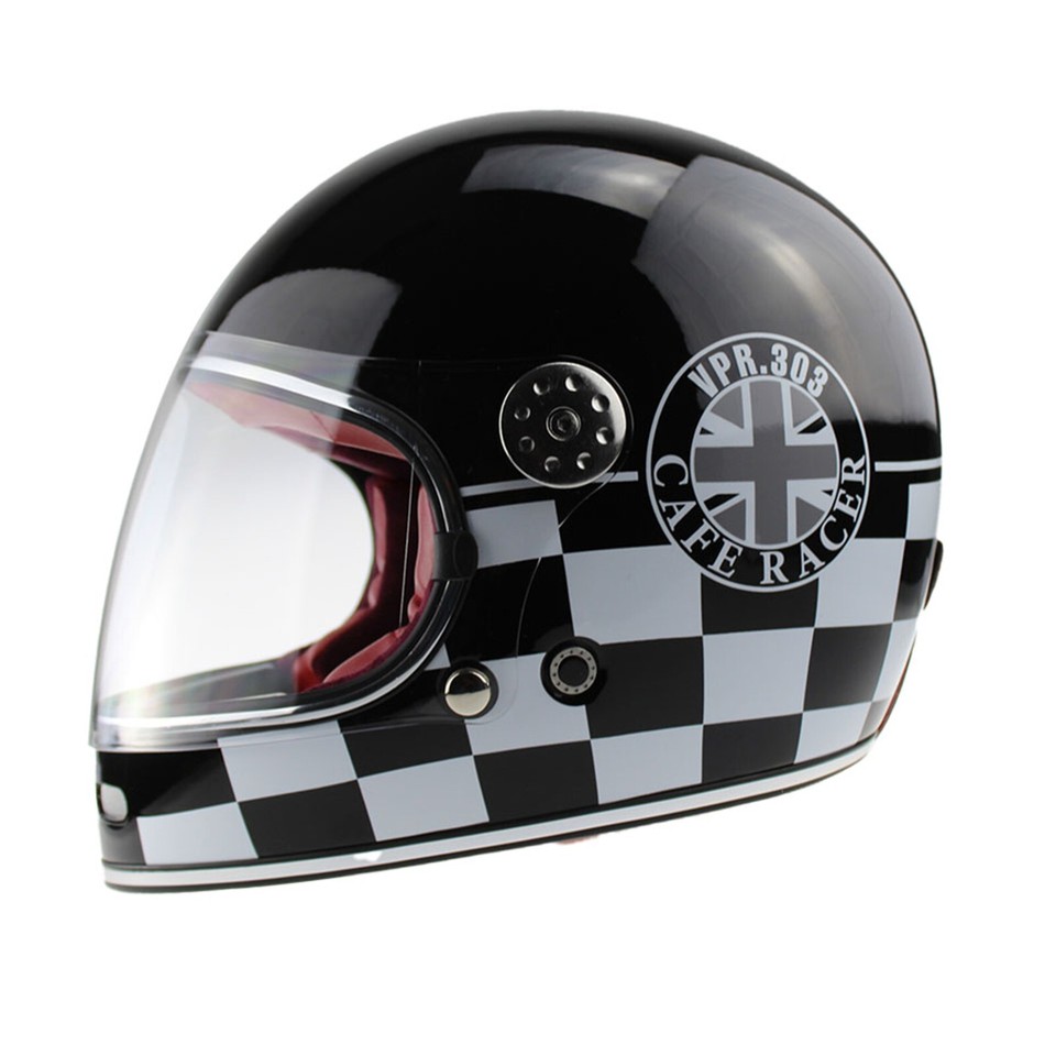 VIPER F656 RETRO VINTAGE 70's STYLE FIBREGLASS FULL FACE MOTORCYCLE ...