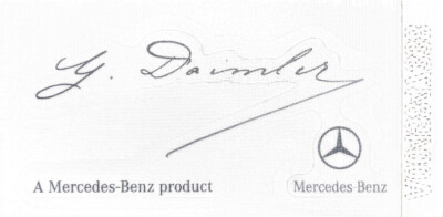 MERCEDES CLEAR WINDSHIELD GLASS DECAL STICKER SIGNATURE SIGNED BY ...