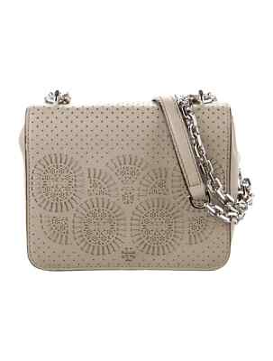 NEW Tory Burch Zoey Mini Laser-Cut Shoulder/Crossbody Bag, French Gray ...