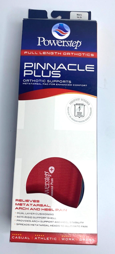 Powerstep Pinnacle Plus Metatarsal Pad Comfort Insole Size K, Men's 14 ...