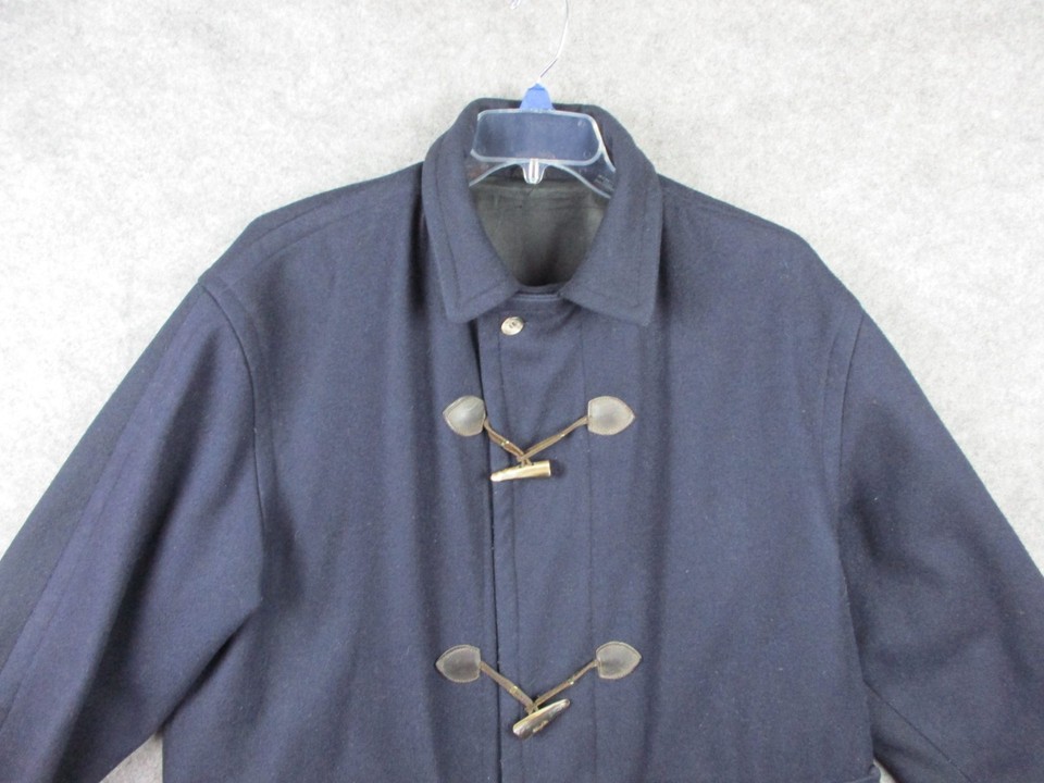 Vintage Fidelity Duffle Coat Mens Large Navy Toggle Front Zip Jacket ...
