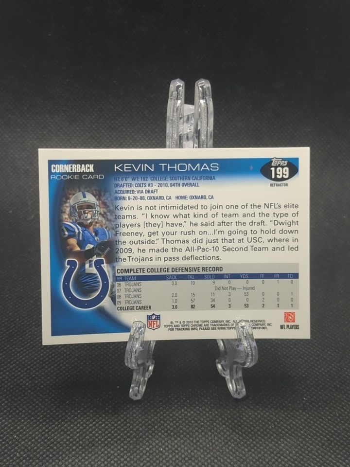 2010 Topps Chrome Xfractors Kevin Thomas #C199 RC Indianapolis Colts | eBay
