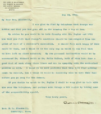 RARE "Osgood-Schlatter Disease" Robert Bayley Osgood Hand Signed TLS ...