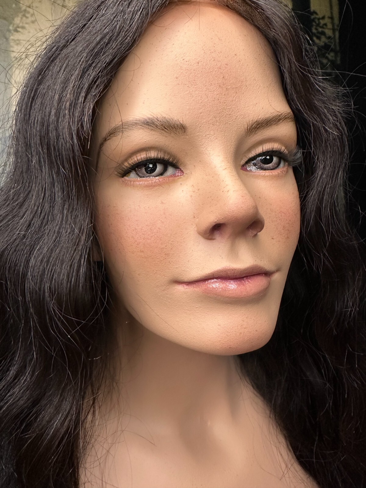 Smiling Female Mannequin Wig Bust w Freckles Natural Vintage 60s Head ...