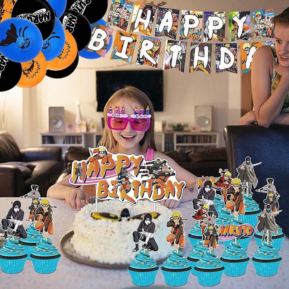 Anime Naruto Birthday Party Decorations Set,Banner Cake Topper Balloons ...
