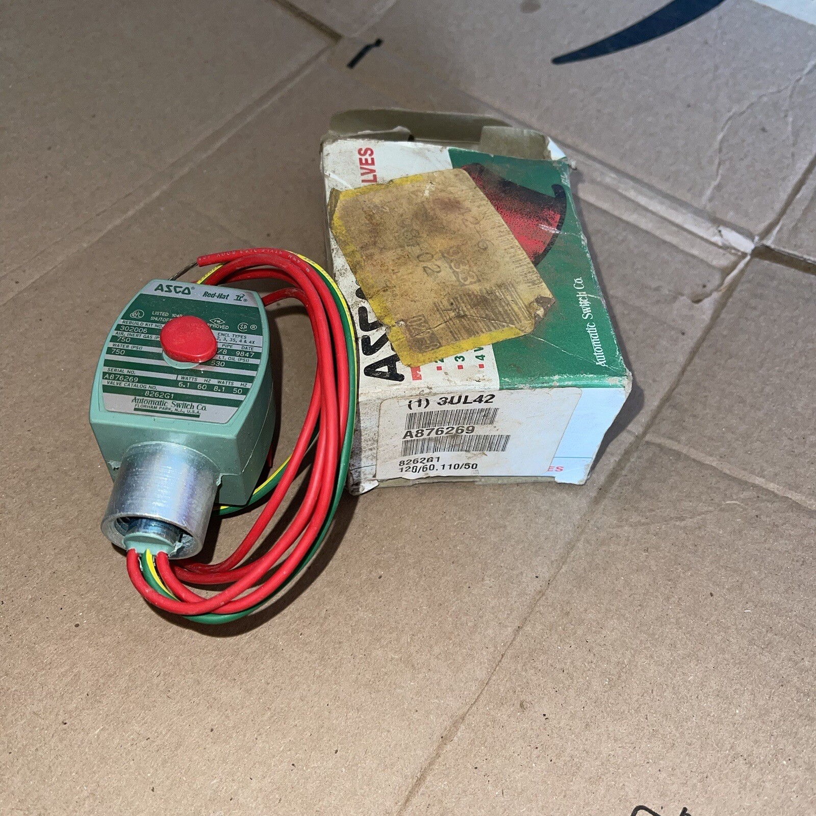 ASCO 8262G1 SOLENOID COIL BRASS VALVE 1/8" 750 PSI E0570 for sale ...