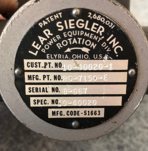 Lear Siegler Romec Pump P/N 10-40020-1 RG-7150-E | eBay