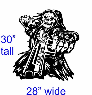 Grim Reaper Hand Guns Skull Hunter Car Truck Window Vinyl Decal Sticker ...