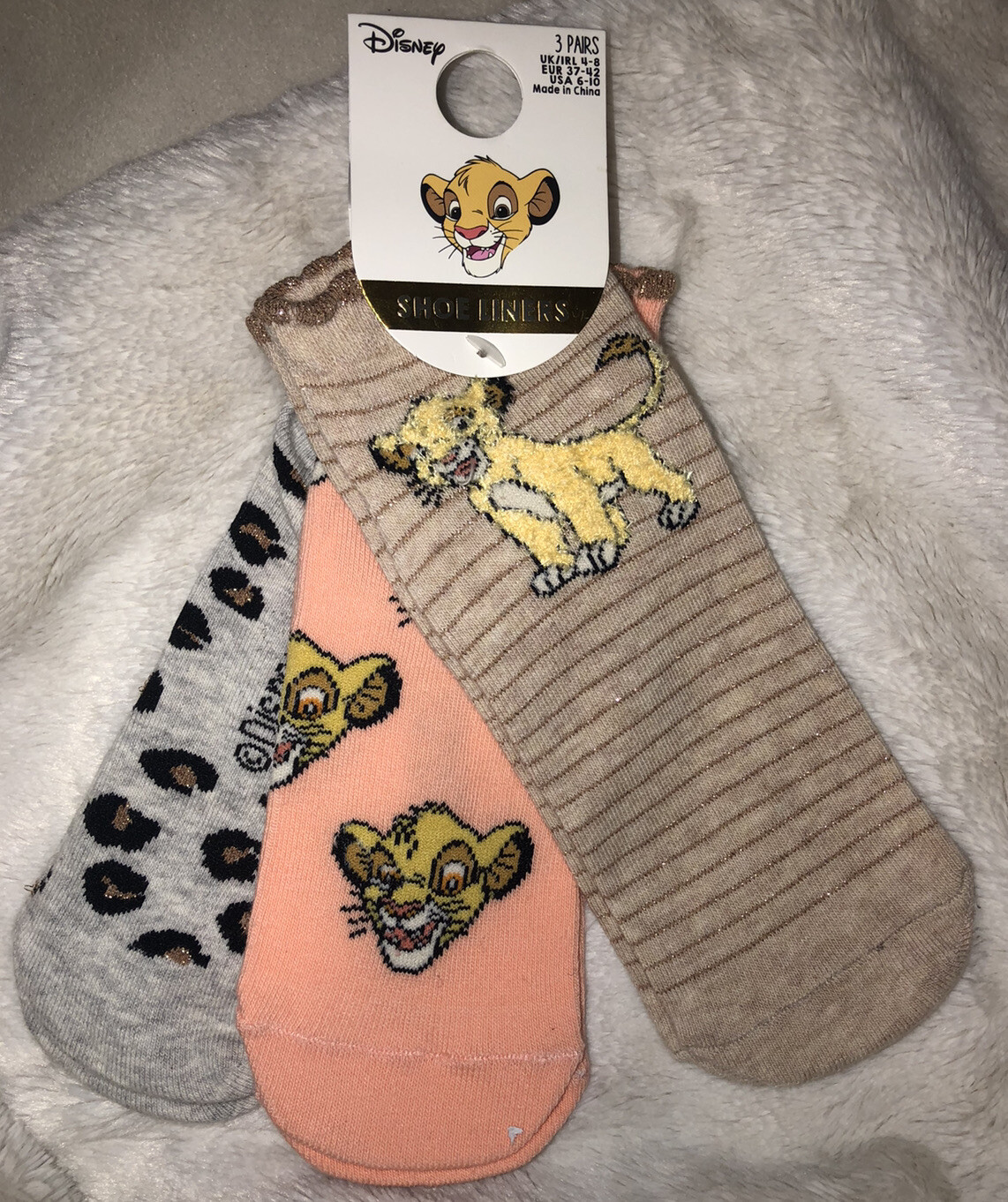 DISNEY Shoe Liners Trainer Socks UK 4-8 LION KING Simba Pumba Xmas Gift ...