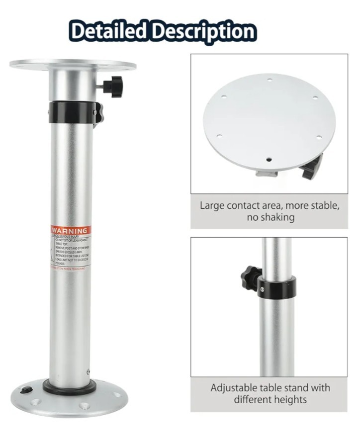 Rv Boat Camper Table Pedestal Base Mount Adjustable 19.29"- 29.33 ...