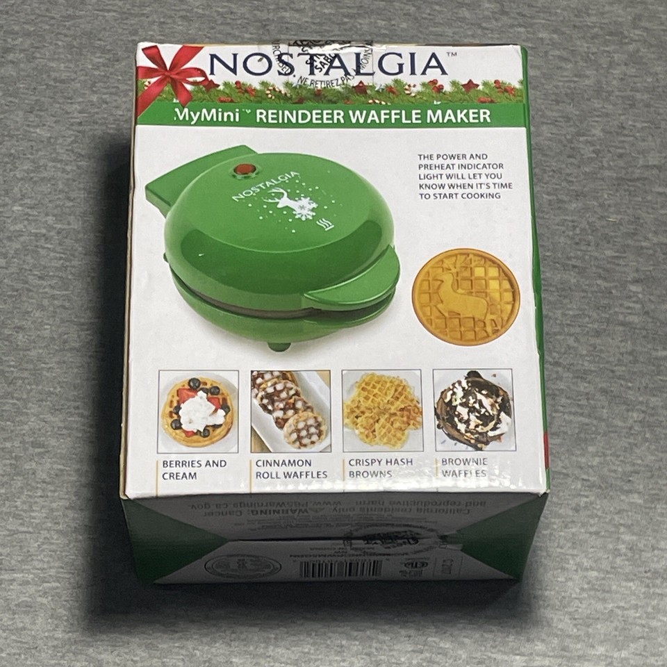 Nostalgia MyMini Reindeer Waffle Maker Non-stick Easily Clean (Brand ...