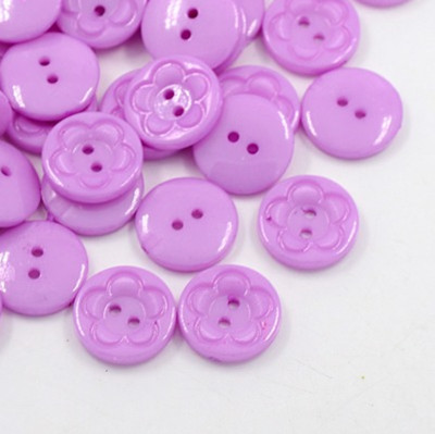 10 Purple Buttons 17mm Round Flower Pattern Acrylic 2 Hole B34-2 Aussie ...
