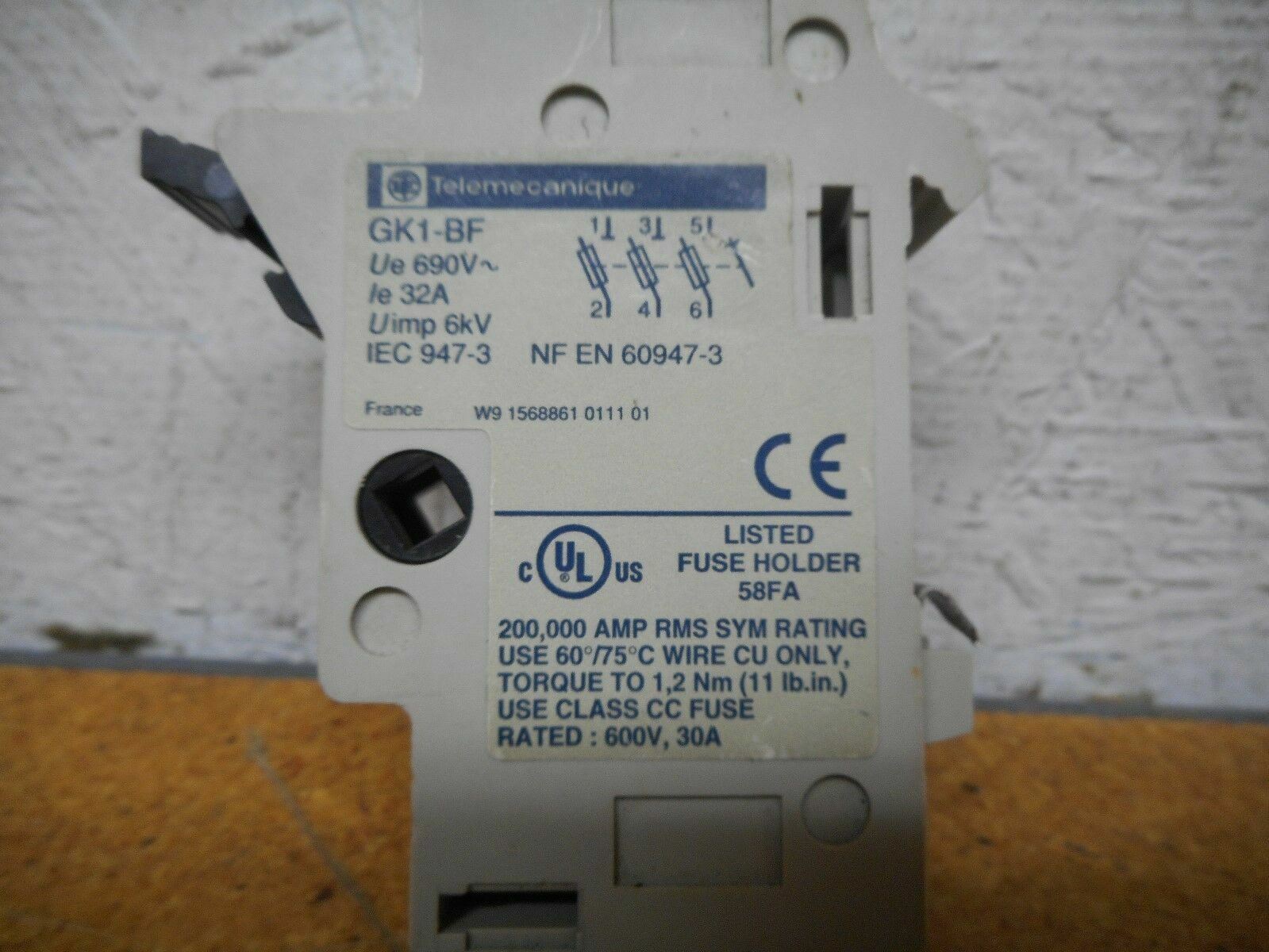 Telemecanique GK1-BF Fuse Holder 58FA 30A 600V Used | eBay