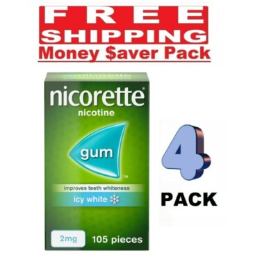 Nicorette Icy White Chewing Whitening Gum 105 Pieces 2mg-4 Pack | eBay