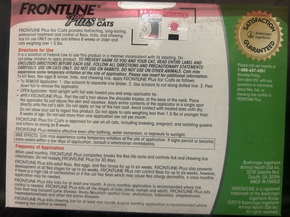 FRONTLINE Plus Flea and Tick Treatment for Cats and Kittens - 3 Doses ...