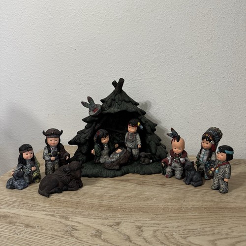 Native American Nativity Scene Kimple Hand Painted Ceramic 13 Pieces ...