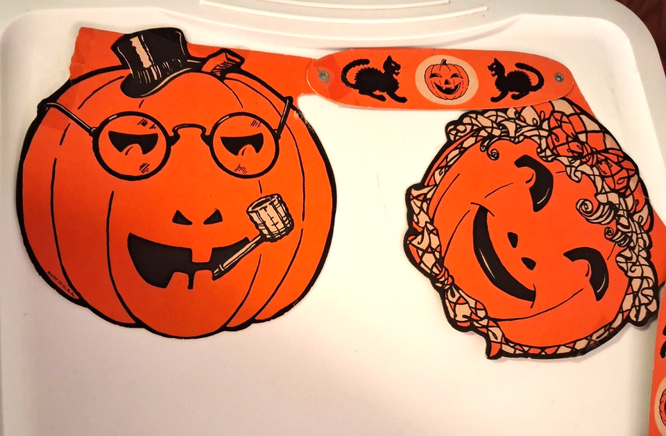 Vintage Beistle Halloween Decoration Die Cut Pumpkin Jack-o-lantern ...