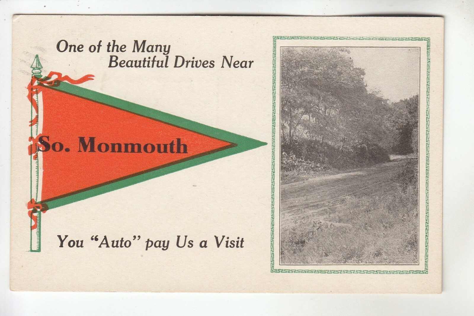 Orange & Green Printed Pennant A Scenic Drive near South Monmouth ME | eBay