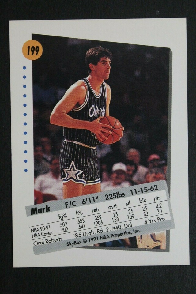 Mark Acres Orlando Magic ORU Signed 1991 Skybox #199 Autographed NBA ...