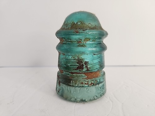 VINTAGE HEMINGRAY No. 12 AQUA GLASS INSULATOR - PATENT MAY 2, 1893 ...