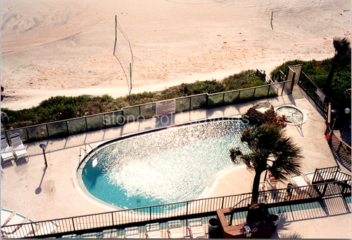 Found Photo - 90s - Sunshine Sparkling Swimming Pool By Ocean & Sand At ...
