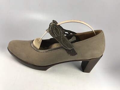 NAOT Luma Shoes Women's Mary Janes Pumps Heels Taupe Suede Leather Sz 9 ...