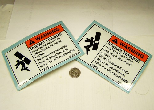 2 147825 REV B NOS "WARNING IMPACT HAZARD" LABEL 4-1/4"L 2-1/4" H PEEL ...