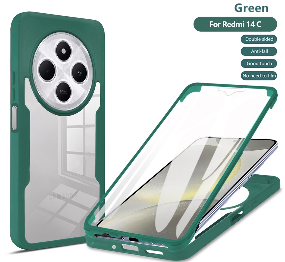 For Xiaomi Redmi 14C, Shockproof Hybrid Full Cover Soft Screen ...