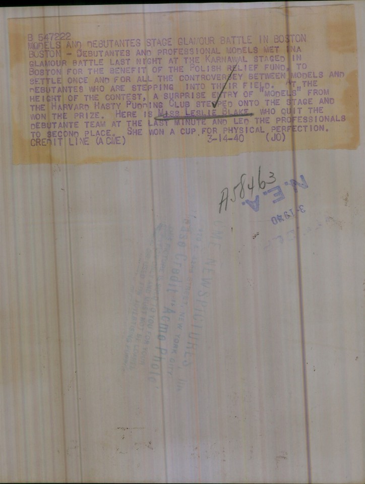 LG796 1940 Original Photo LESLIE BLAKE Debutante Glamour Competition ...