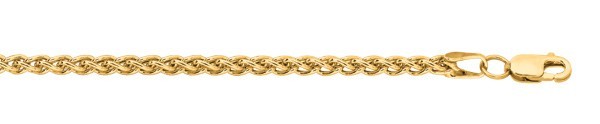 14k Yellow Gold 18" Basket Rope Wheat Link Chain Necklace 3.3mm 8 grams ...