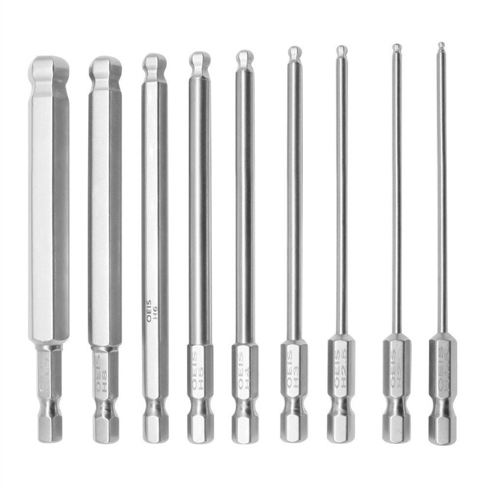 9pcs Magnetic Allen Wrench Drill Bits Allen Key Drill Bit 100mm Long S2 ...
