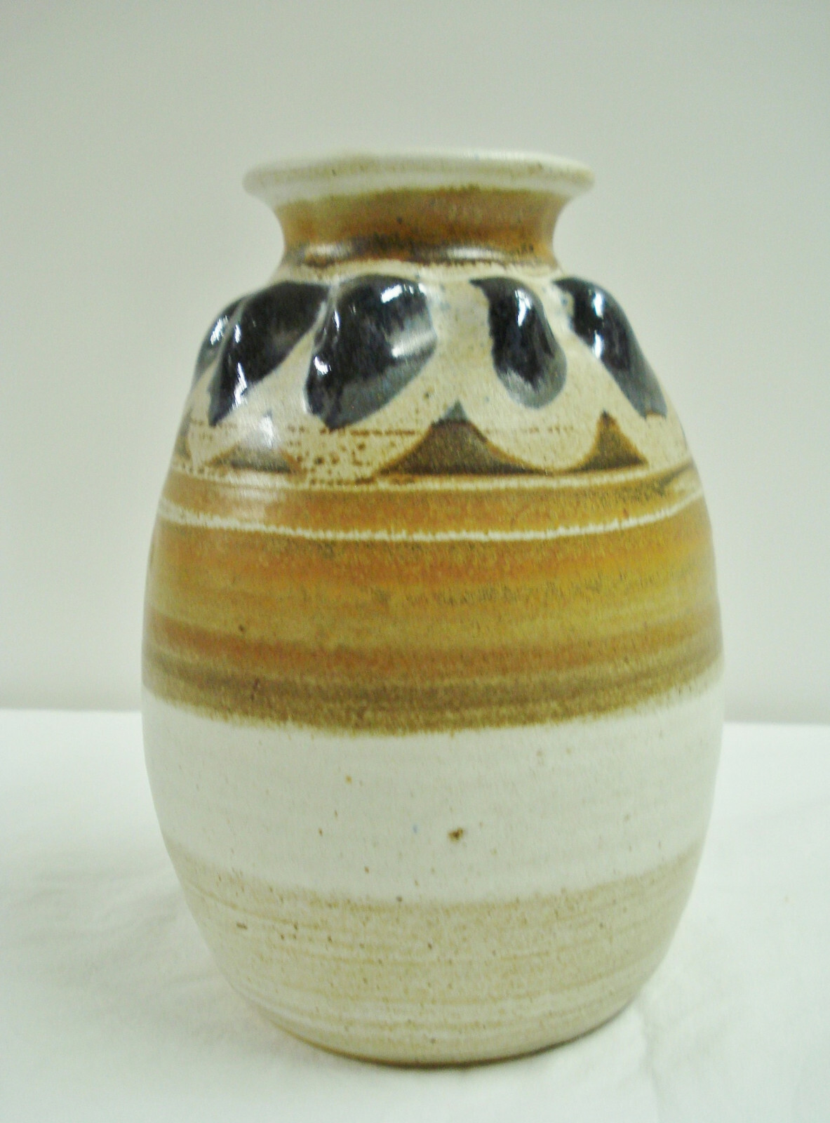 Holley Hill Florida Studio Pottery 8" Vase Stokes Signed Blue Brown ...