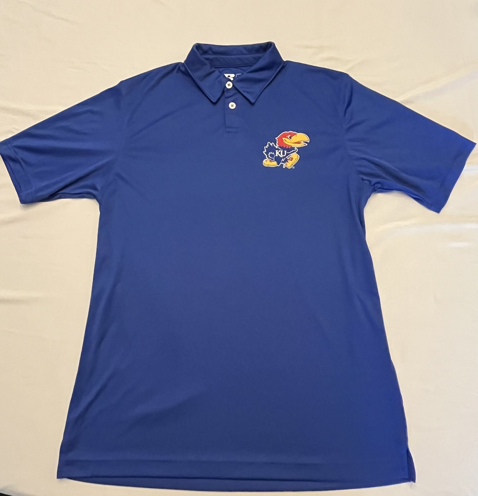 University of Kansas Polo Short Sleeve Shirt Blue Sports Russell Medium ...