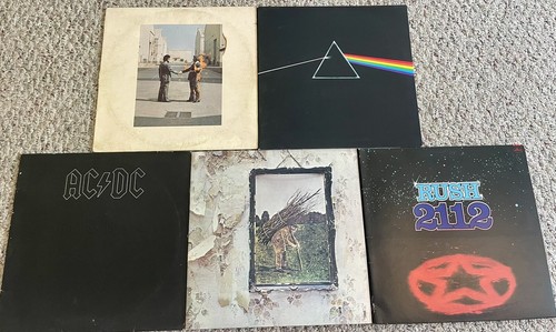 Lot Of 5 Classic Rock Metal Records Led Zeppelin Pink Floyd AC/DC Rush ...