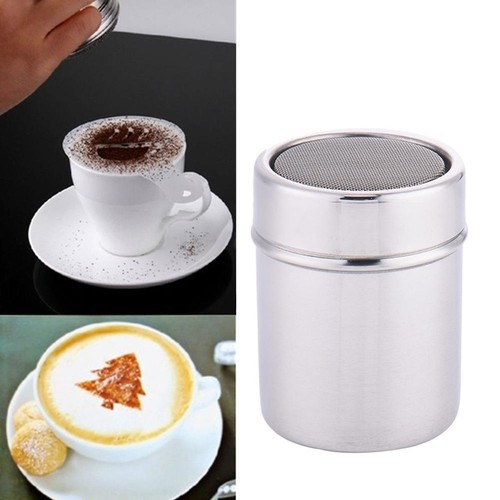 Stainless Steel Sprinkle Cocoa Sugar Flour Sifter Gauze Jar Coffee ...