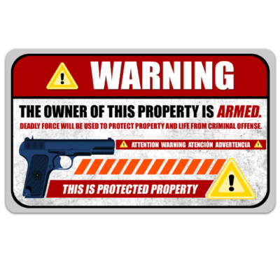 2x Owner is Armed sticker / decal / 3M / security / property / firearm ...
