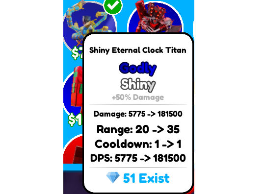 Shiny Eternal Clock Titan - Toilet Tower Defense (TTD) | eBay