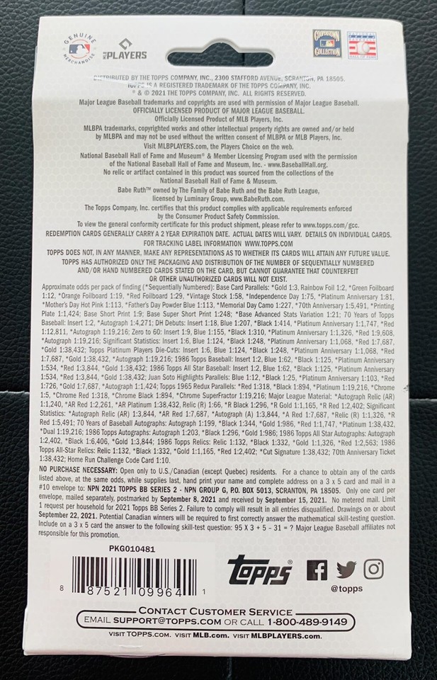 2021 Topps Series 2 Baseball Hanger Box FACTORY SEALED! 67ct Kirilloff? Hayes RC | eBay