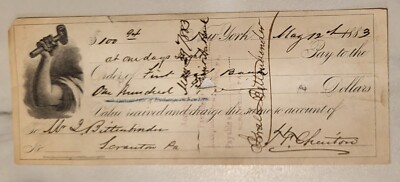 1883 Bank Check New York City Checiton Hammer Graphic | eBay