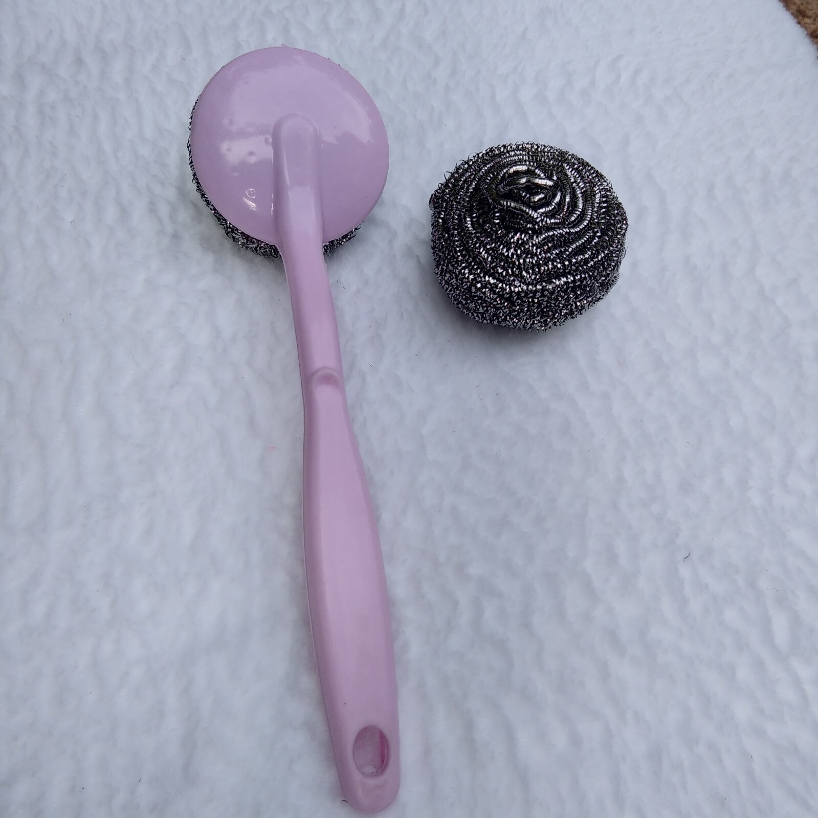 Scourer with Handle Pan Pot Dish Cleaning Kitchen Tool Stainless Steel ...