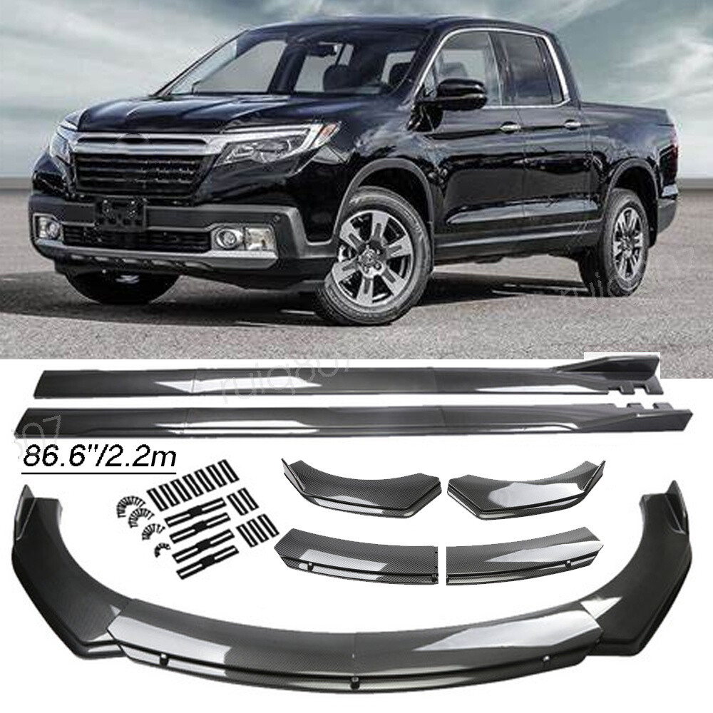 For Honda Ridgeline Touring Carbon Style Side Skirts Front Bumper Lip ...