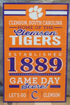 CLEMSON TIGERS EST. 1889 LET'S GO CLEMSON WOOD SIGN 11"X17'' WINCRAFT ...