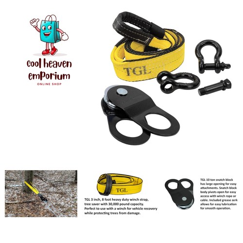 Complete Offroad Recovery Set: 10 Ton Snatch Block, Tree Saver & D Ring ...