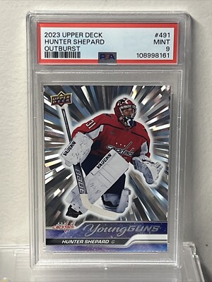 2023 Upper Deck Young Guns Hunter Shepard Outburst Rookie PSA 9 MINT ...
