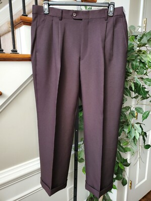 Tony Blake Men's Brown Solid 100% Polyester Straight Leg Dress Pants ...