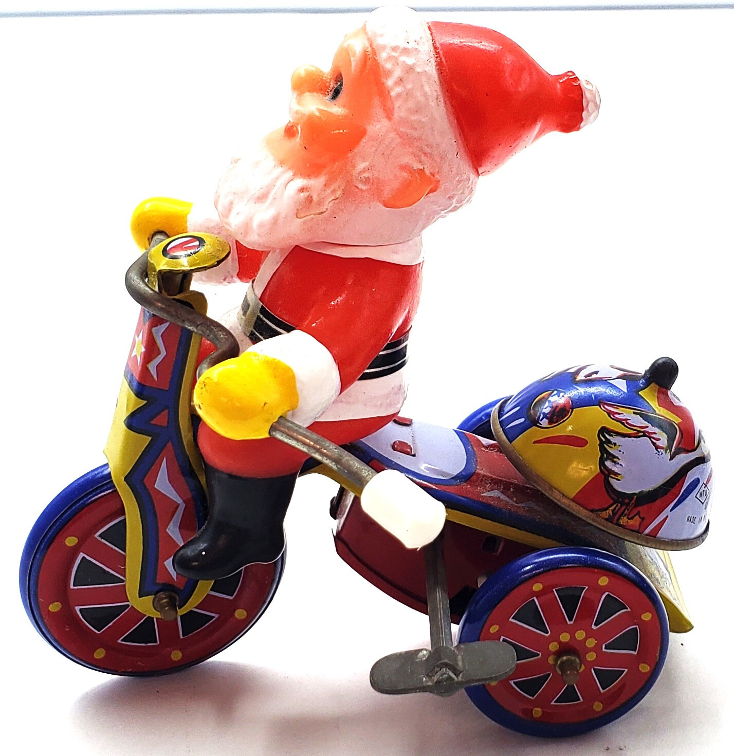 MTU Korea Vintage Mechanical Santa Claus on TriCycle ~4.5" Runs Metal ...