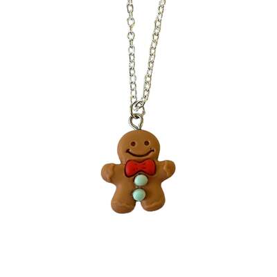 Gingerbread Man Necklace Cute Baking Christmas Silver Plated Quirky Alt ...