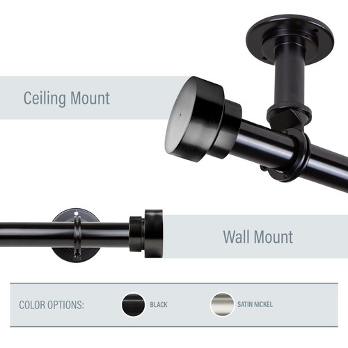 Fez 1" Ceiling Curtain Rod Adjustable Drapery Rod (5 sizes, 2 colors ...