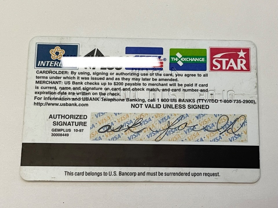 U. S. Bank ️UBank Visa Check Guarantee Card ️Expired in 1999 | eBay