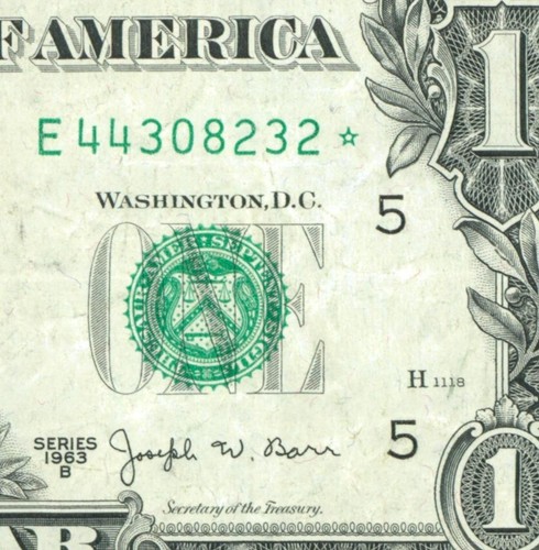** STAR ** $1 1963 ((JOSEPH BARR)) Federal Reserve Note CURRENCY | eBay